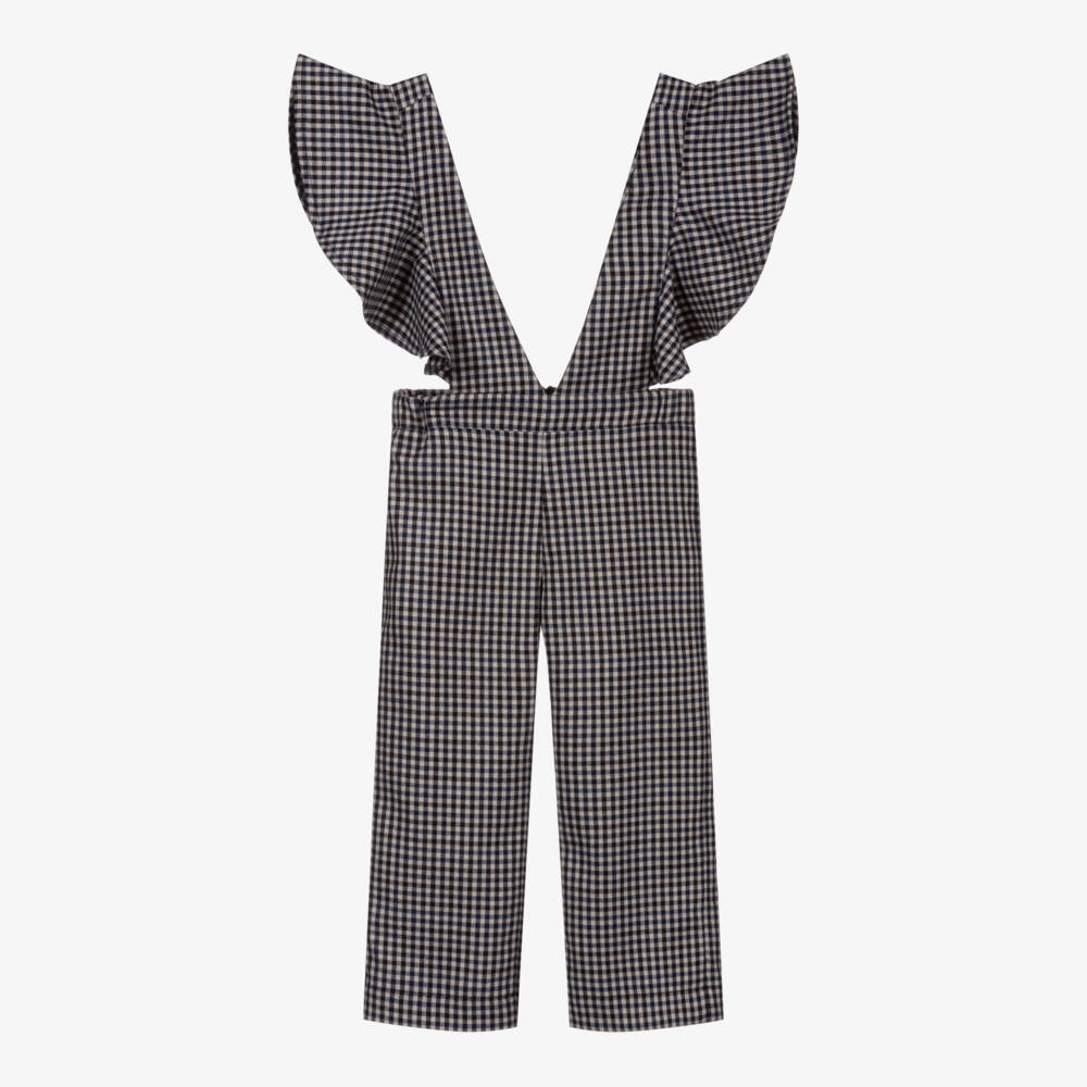 Navy Blue Checked Trousers | Childrensalon