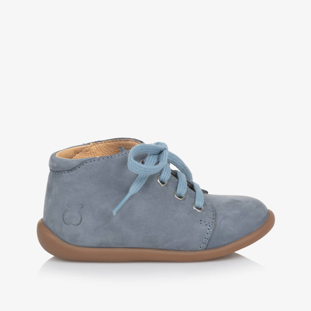 Pom d'Api - Boys Blue Leather First Walker Boots | Childrensalon