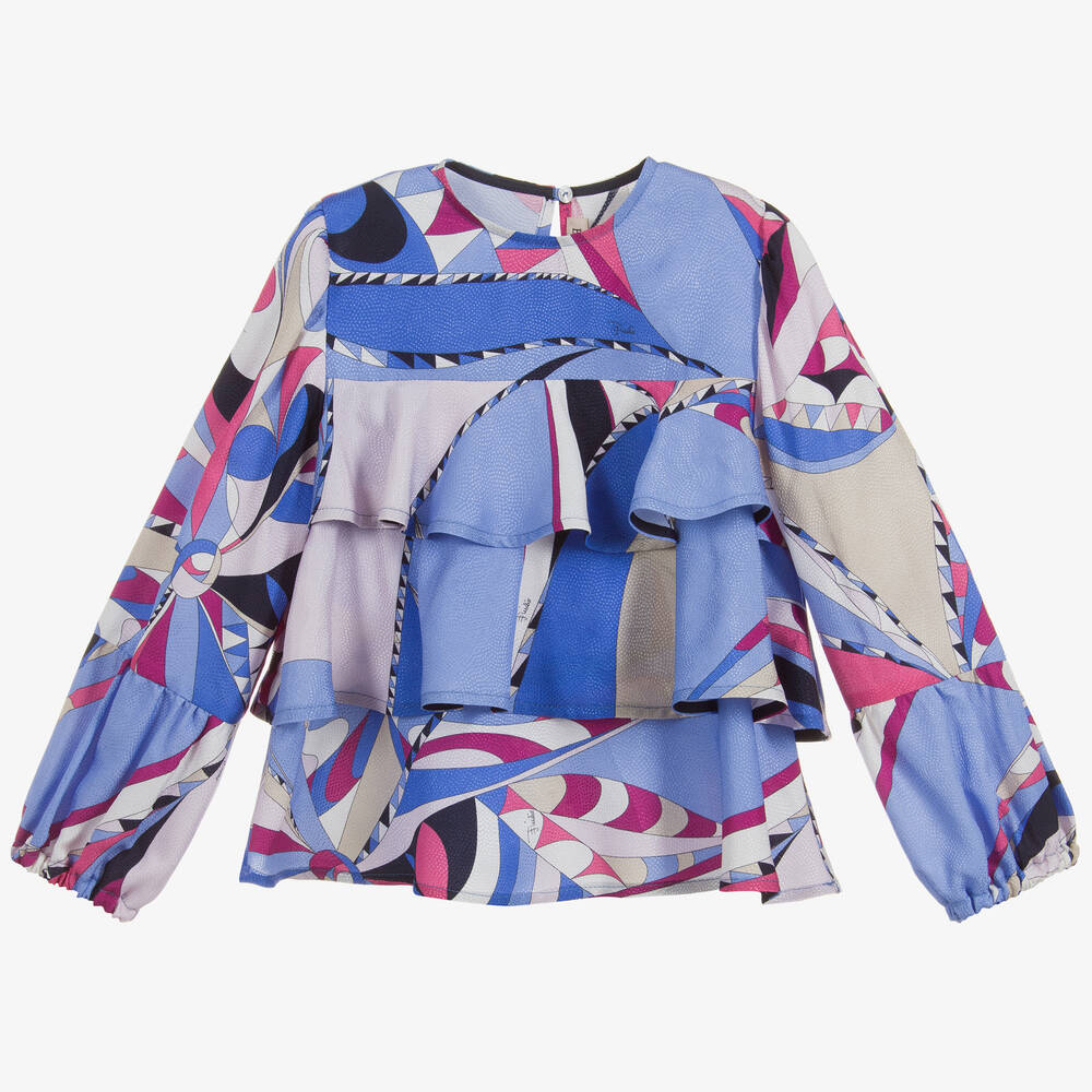 PUCCI - Blue Viscose & Silk Blouse | Childrensalon