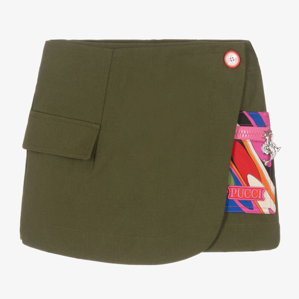 PUCCI - Girls Green Cotton Skort | Childrensalon