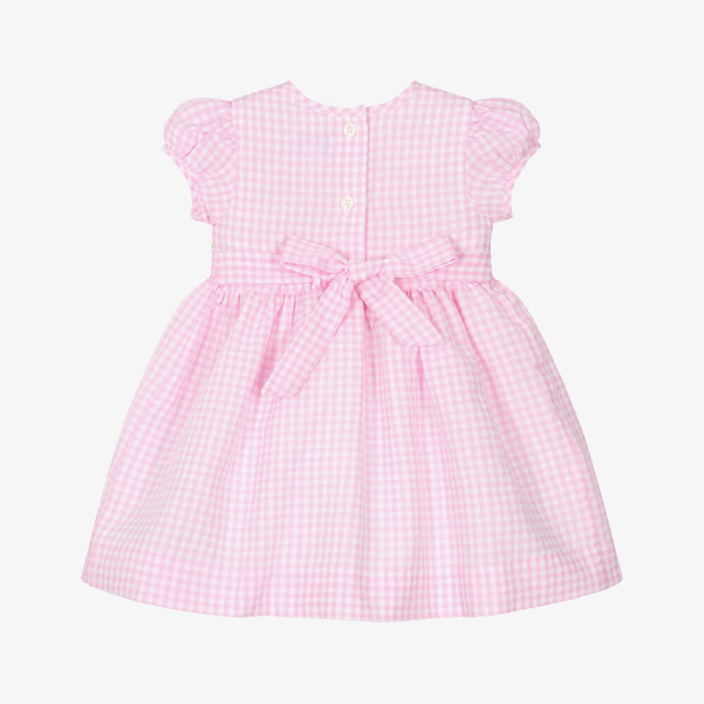 Rachel Riley - Baby Girls Hand-Smocked Pink Gingham Dress with Bloomers ...