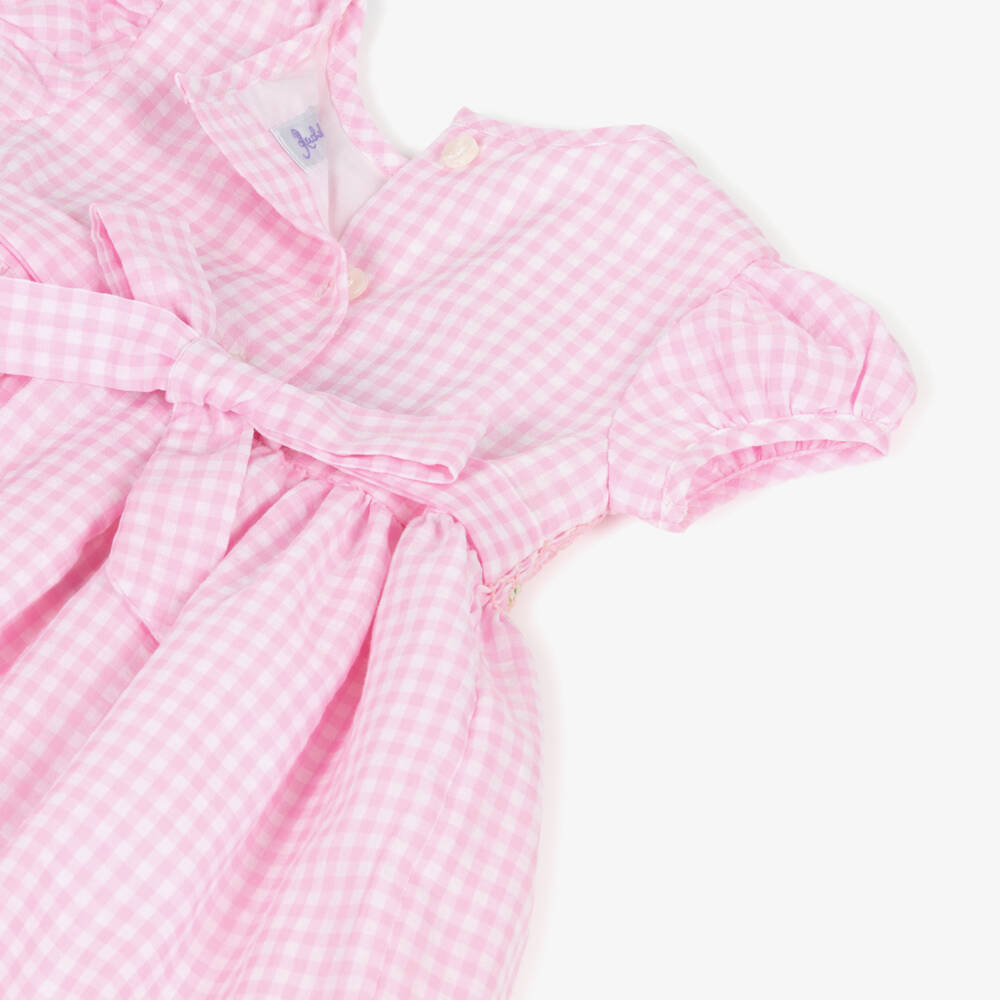 Rachel Riley - Baby Girls Hand-Smocked Pink Gingham Dress with Bloomers ...