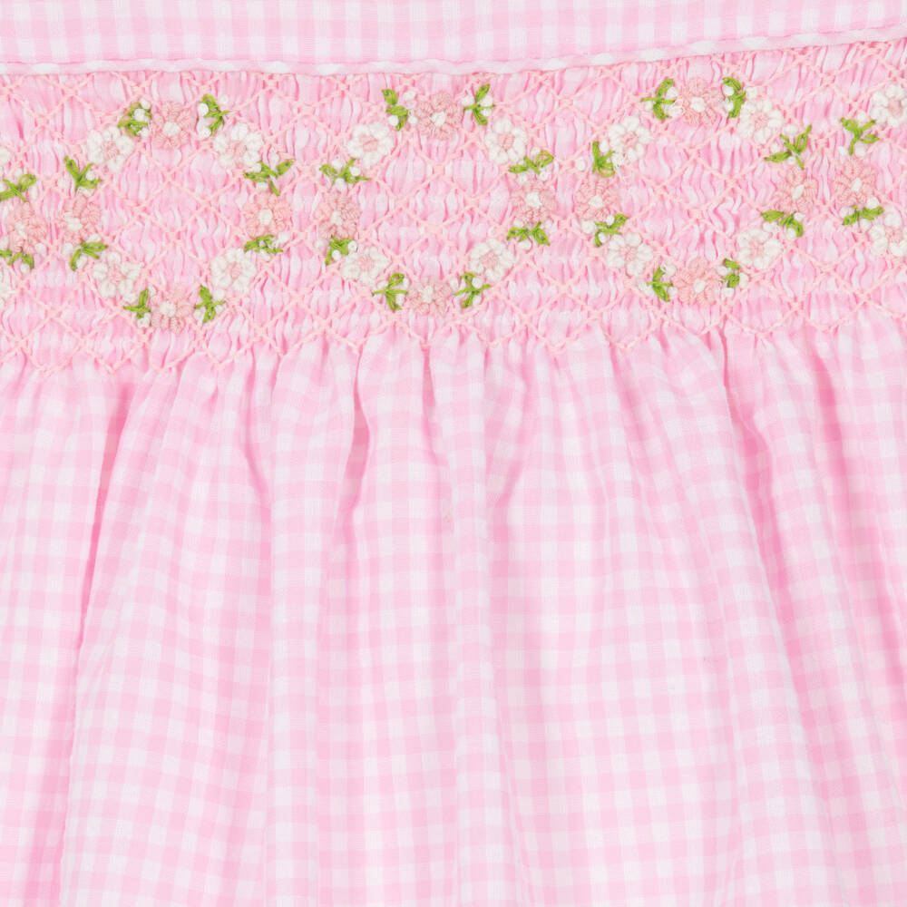 Rachel Riley - Baby Girls Hand-Smocked Pink Gingham Dress with Bloomers ...