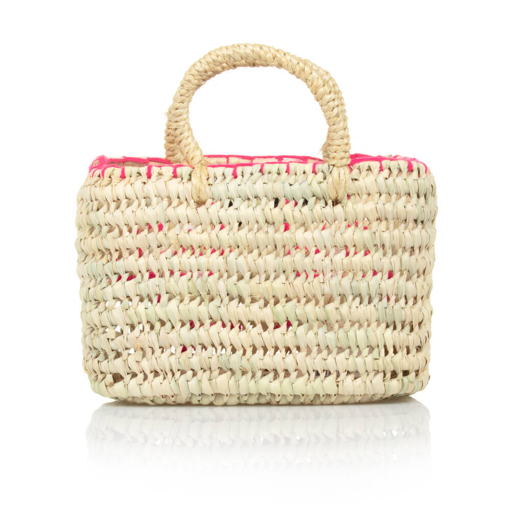 Rachel Riley - Girls Beige Flamingo Straw Bag (22cm) | Childrensalon