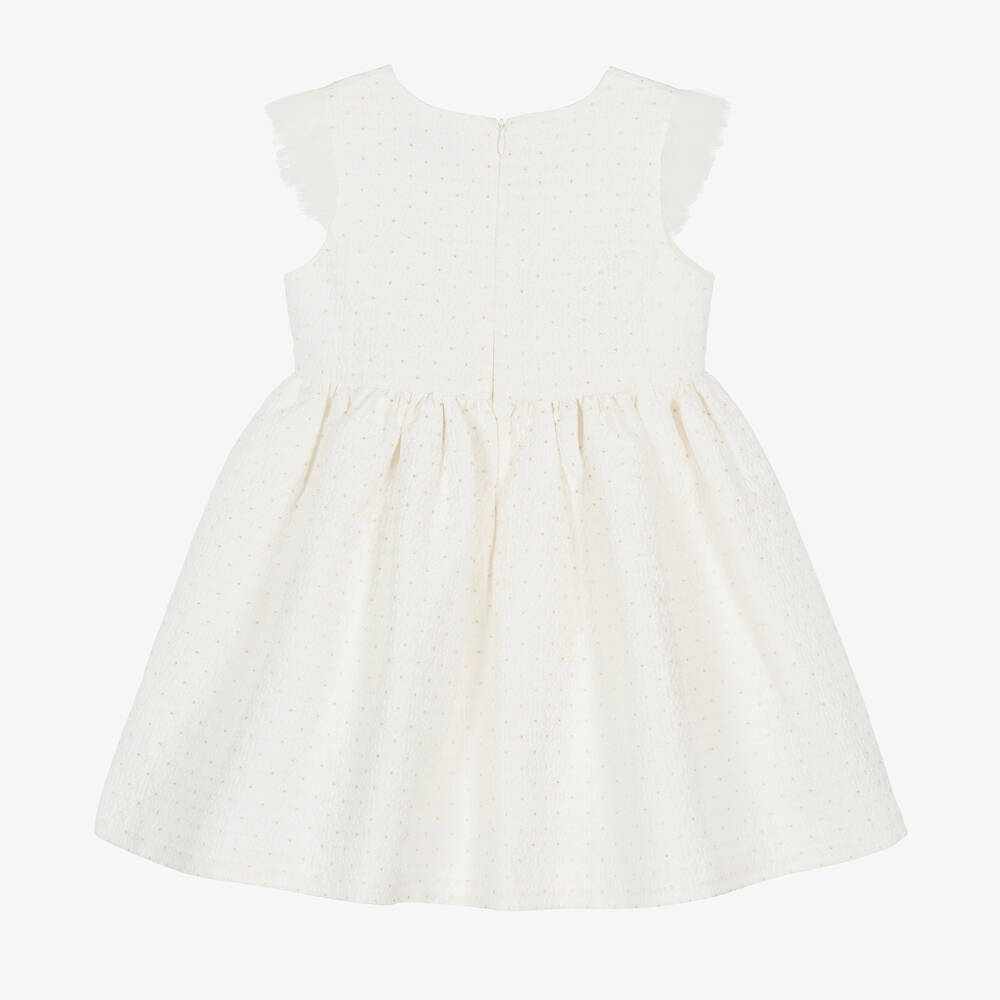 Rachel Riley - Girls Ivory Jacquard Dress | Childrensalon