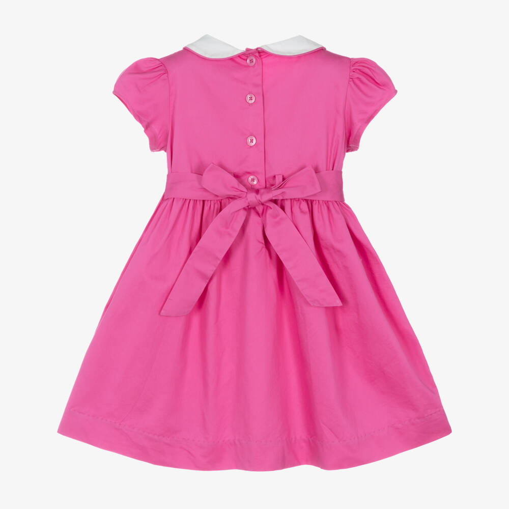 Rachel Riley - Girls Pink Smocked & Hand-Embroidered Cotton Dress ...