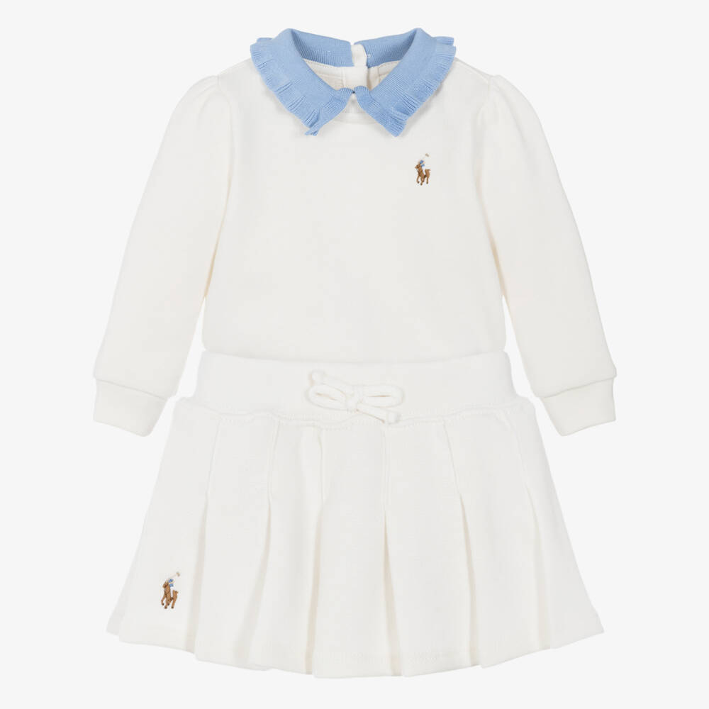 Ralph Lauren - Baby Girls Ivory Cotton Sweatshirt And Skirt Set ...