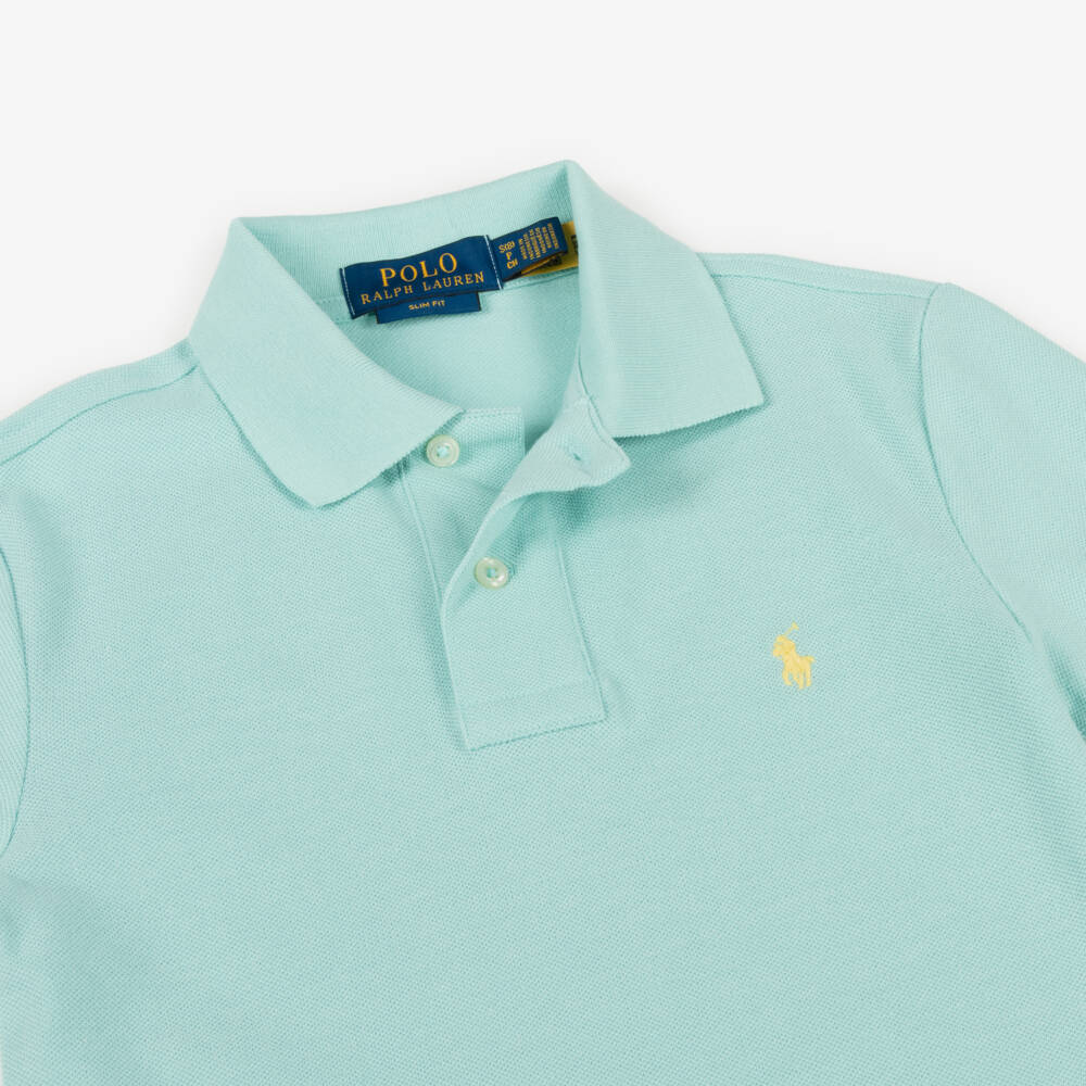 Ralph Lauren - Boys Aqua Blue Cotton Polo Shirt | Childrensalon