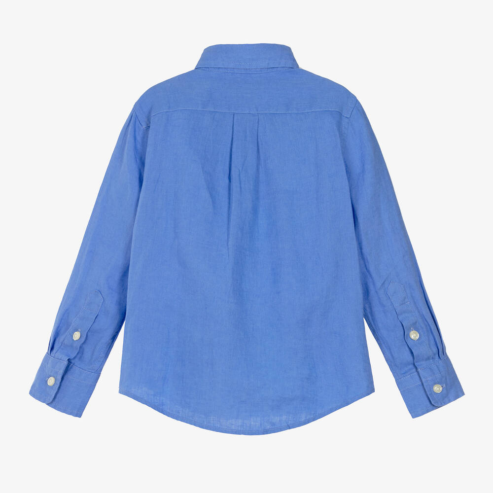Ralph Lauren - Boys Blue Linen Shirt | Childrensalon