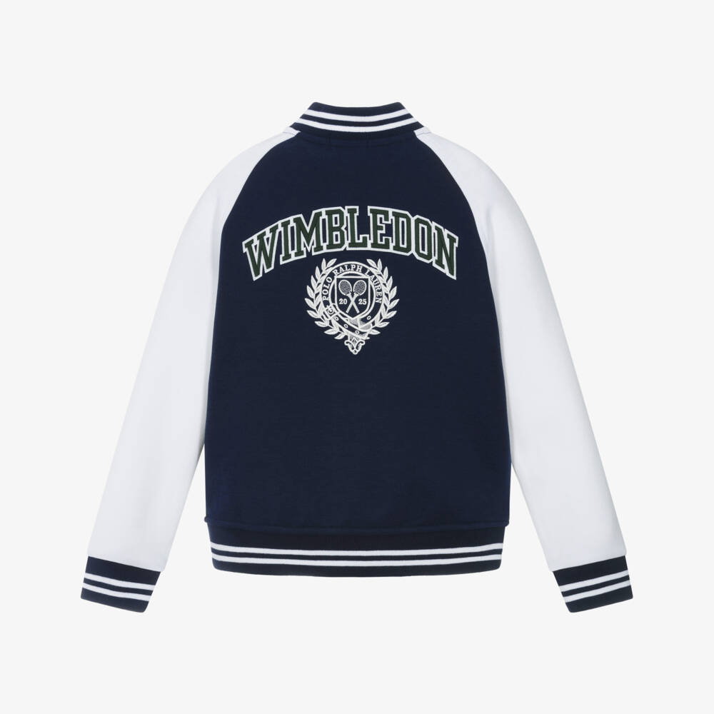 Ralph Lauren - Boys Blue & White Cotton Wimbledon Bomber Jacket ...