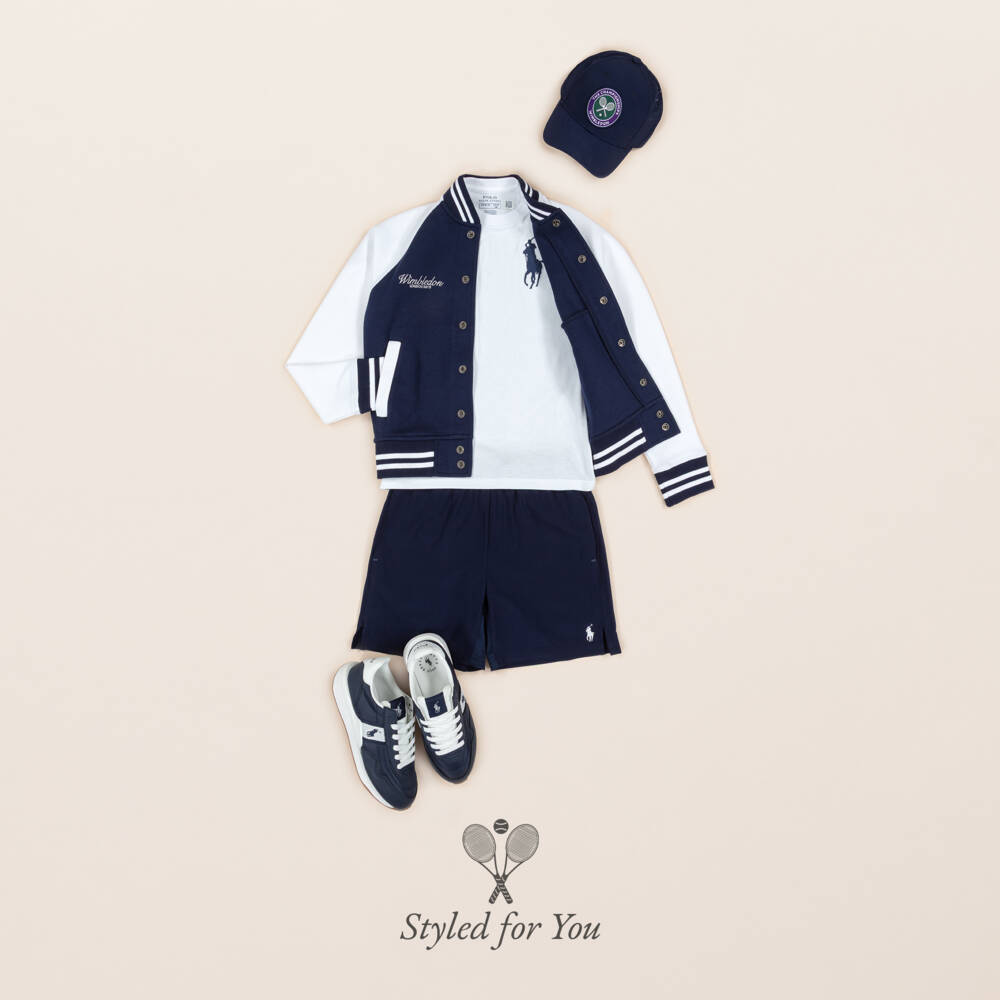 Ralph Lauren - Boys Blue & White Cotton Wimbledon Bomber Jacket ...