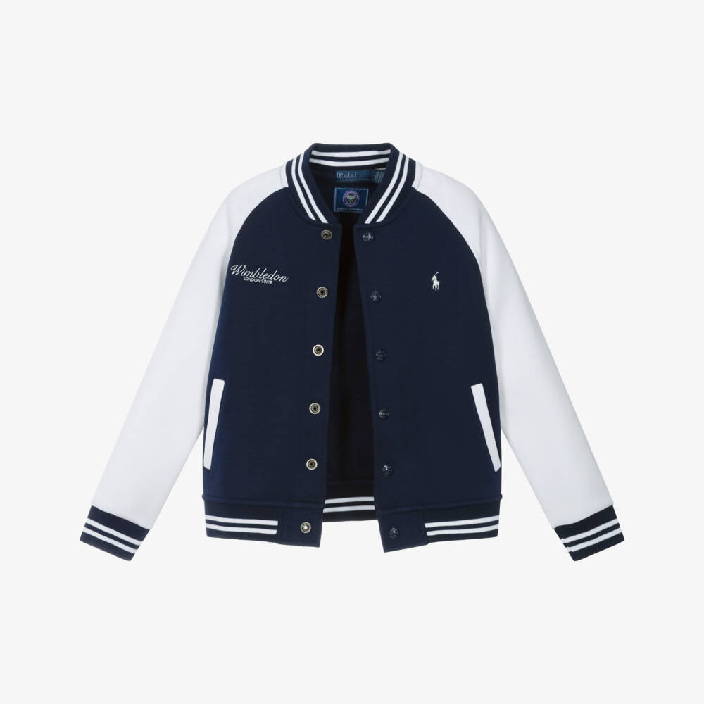 Ralph Lauren - Boys Blue & White Cotton Wimbledon Bomber Jacket ...