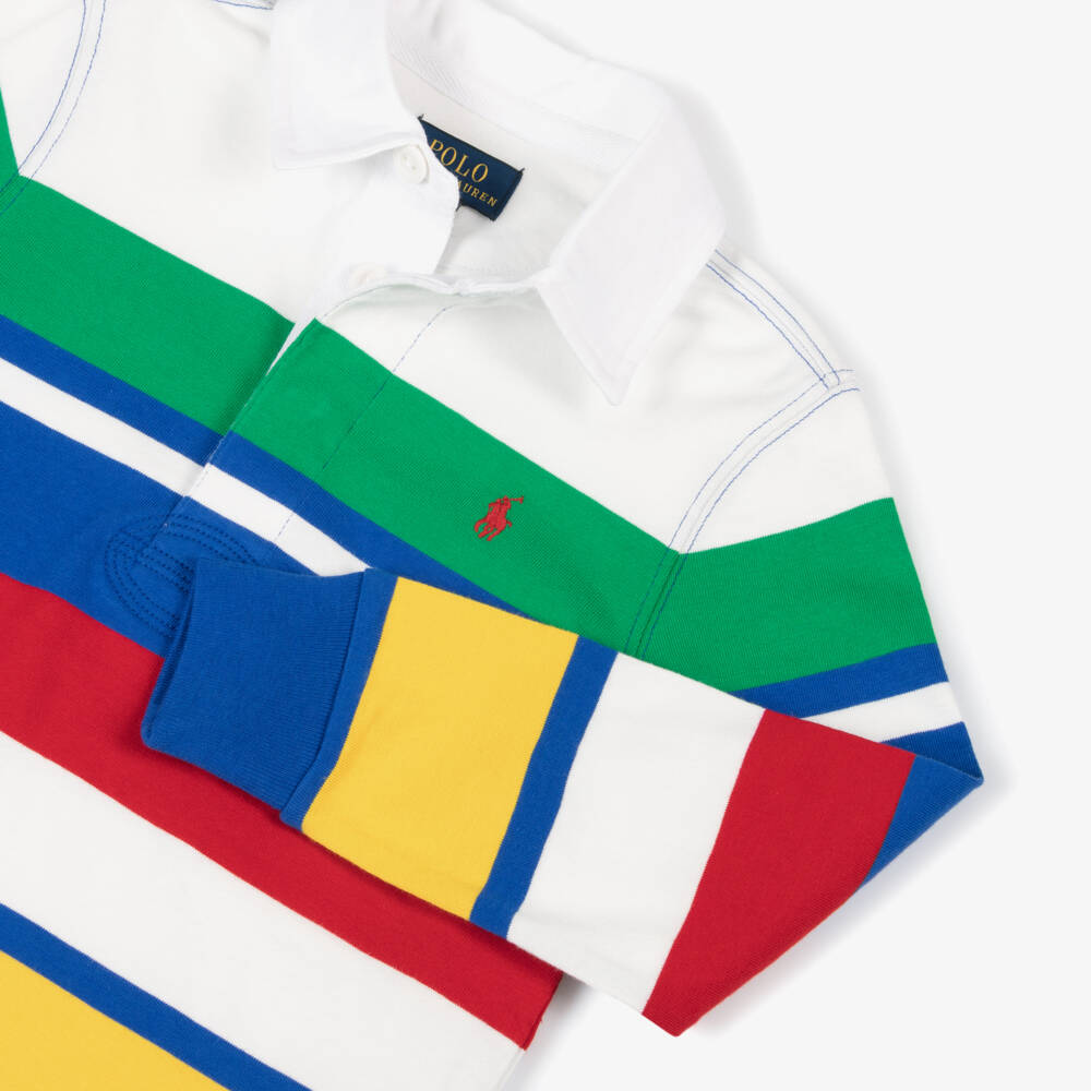 Ralph Lauren - Boys Colourful Stripe Cotton Rugby Shirt | Childrensalon