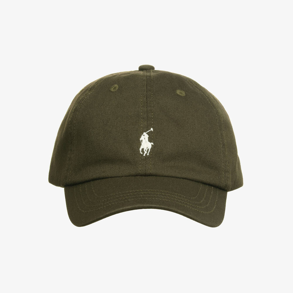 Ralph Lauren - Boys Green Cotton Pony Cap | Childrensalon