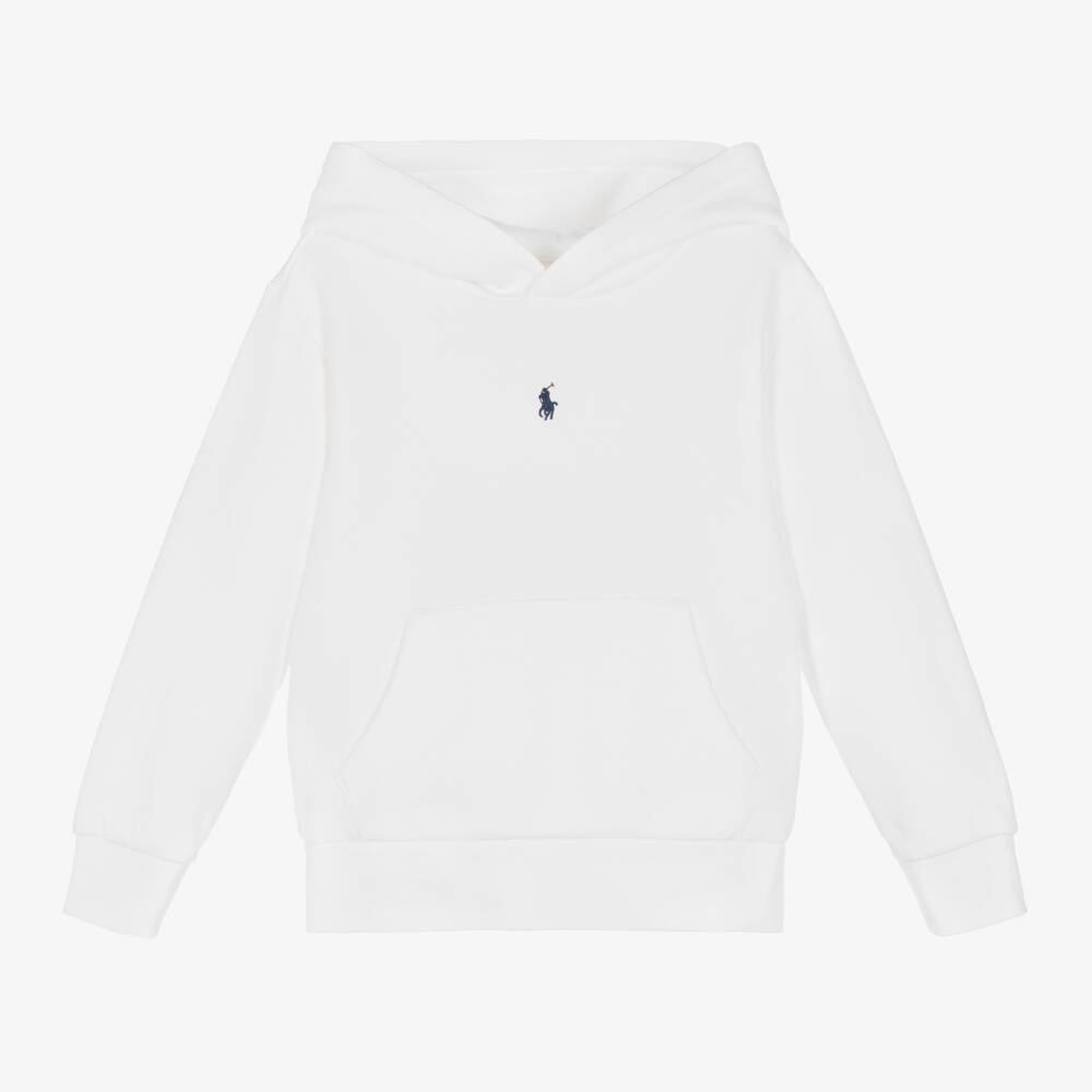 Ralph Lauren - Boys White Embroidered Pony Hoodie | Childrensalon