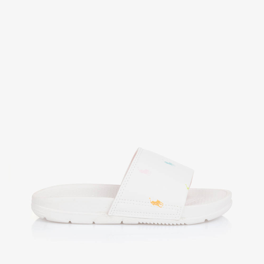 Ralph Lauren - Girls Light Pink Sliders With Pony Logos | Childrensalon