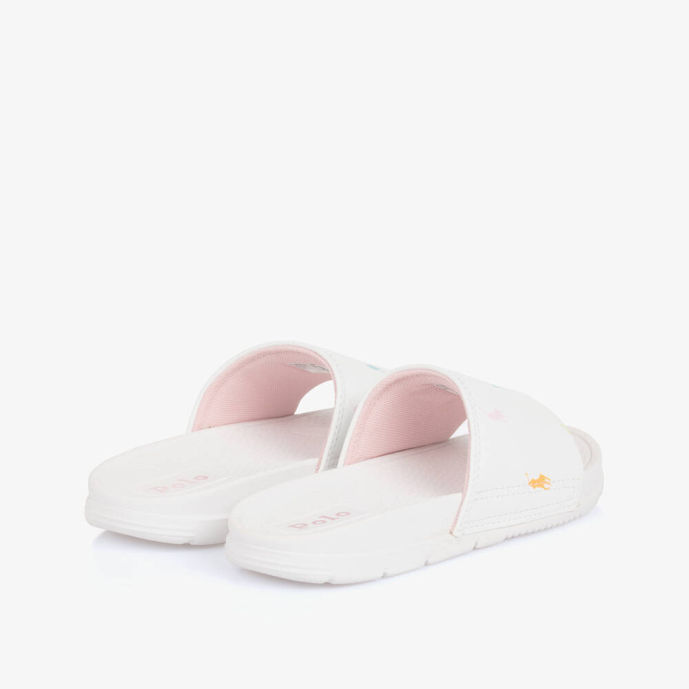 Ralph Lauren - Girls Light Pink Sliders With Pony Logos | Childrensalon