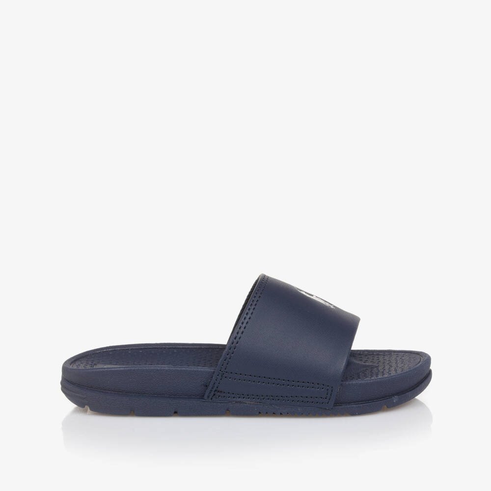 Ralph Lauren - Navy Blue Sliders With White Pony Logo | Childrensalon