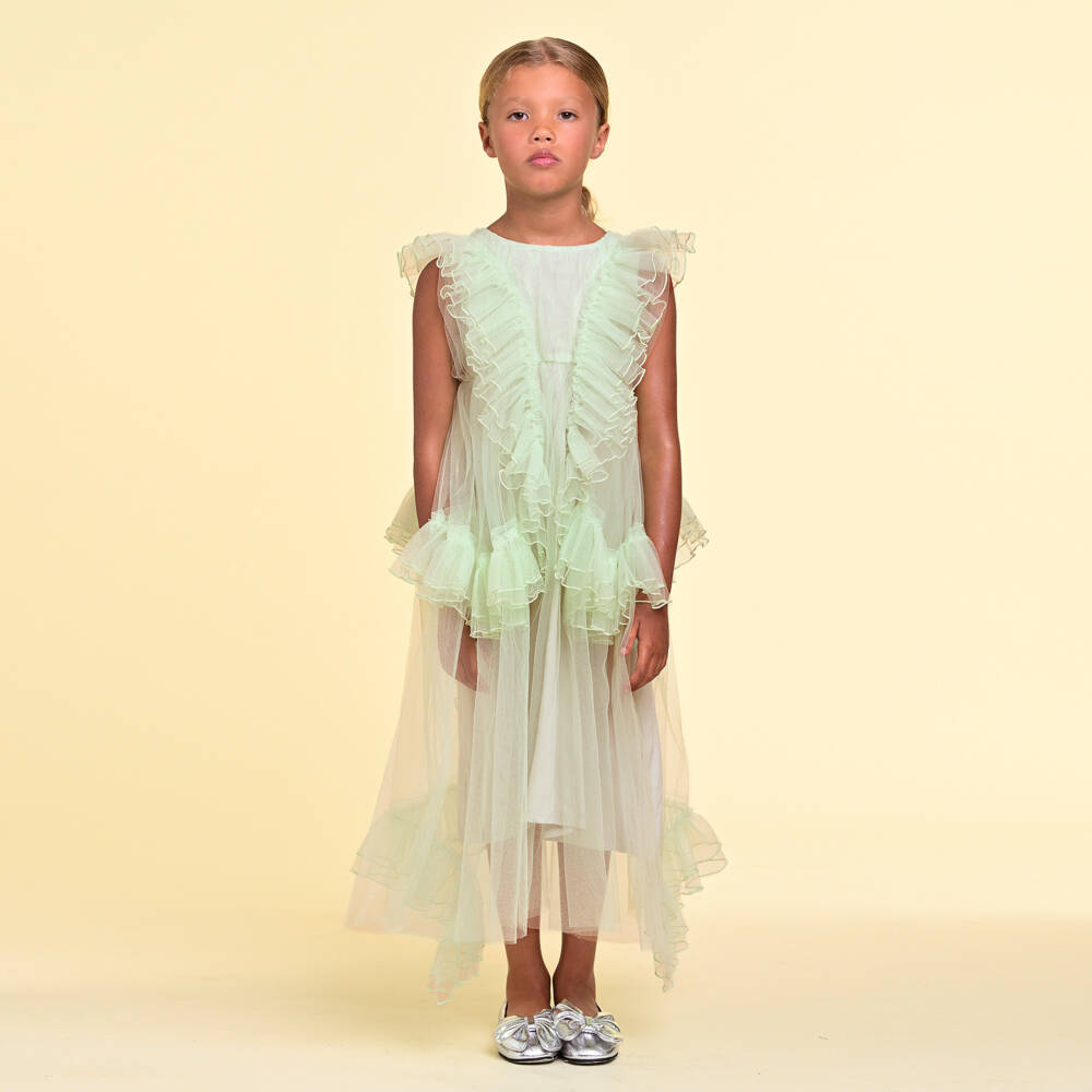 RaspberryPlum - Girls Green Tulle Ruffle Dress | Childrensalon