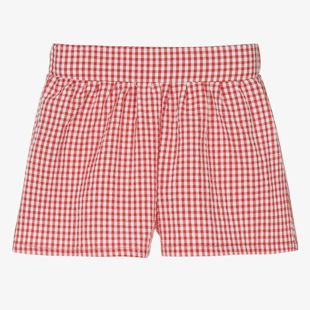 Girls Red Gingham Cotton Shorts | Childrensalon