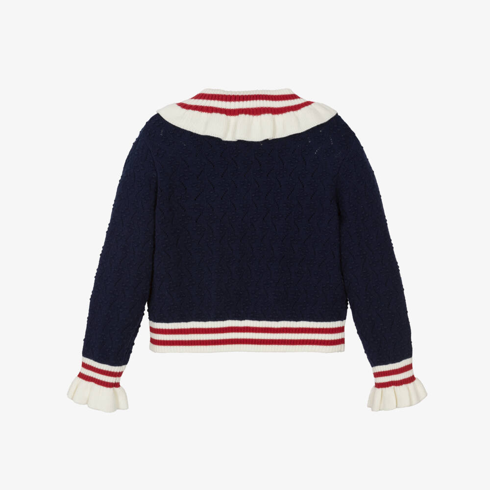 Self-Portrait - Girls Blue Knitted Collared Jumper | Childrensalon