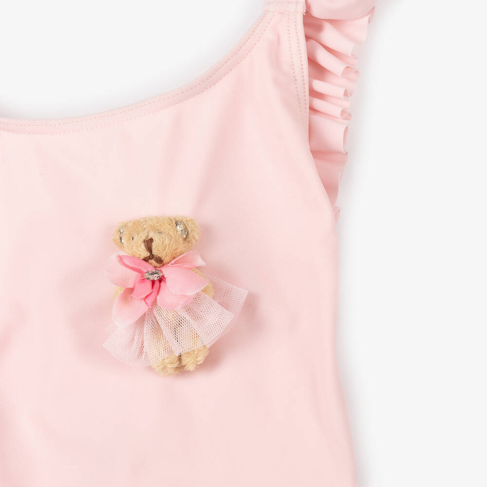 Selini Action - Girls Pink Teddy Bear Swimsuit | Childrensalon