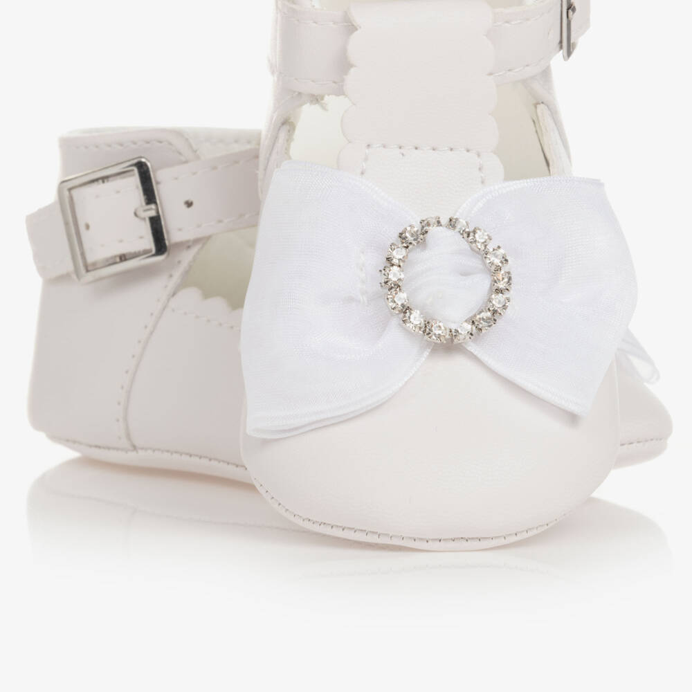 Sevva - Baby Girls White Bow Pre-Walker Shoes | Childrensalon