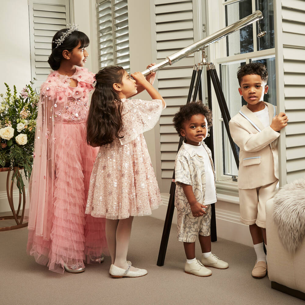 Sevva - Girls Ivory Diamanté Tights | Childrensalon