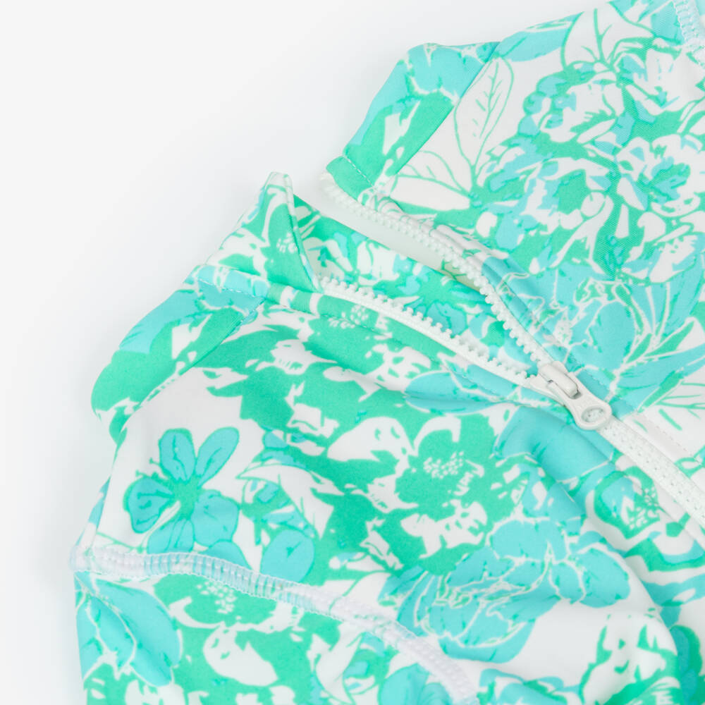 Shade Critters - Girls Green Floral Swimsuit (UPF50+) | Childrensalon
