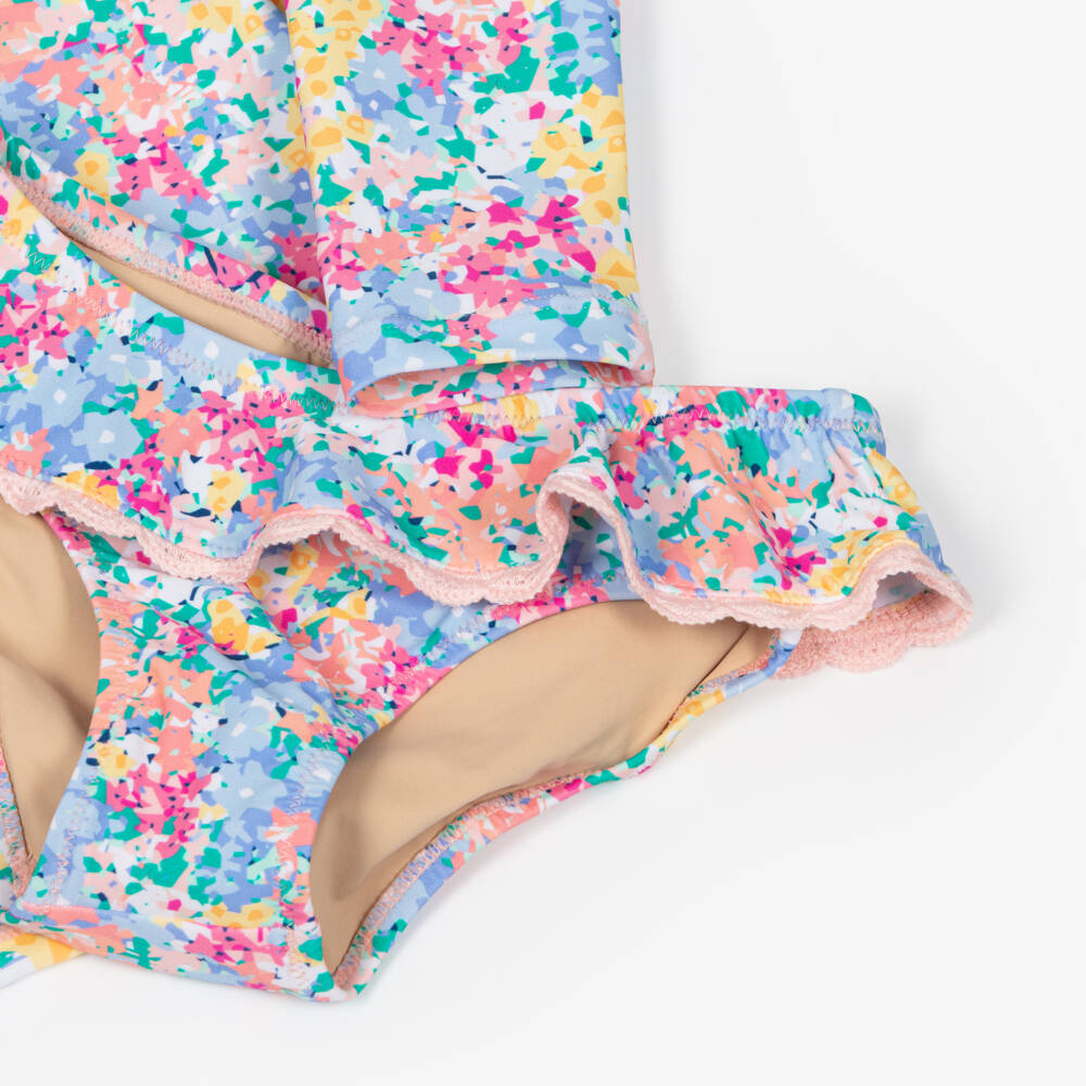 Shade Critters - Girls Pink Floral Print Swim Set (UPF 50+) | Childrensalon