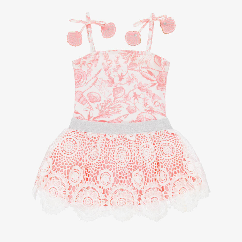 Shade Critters - Girls Pink Seashell Swimsuit Set (UPF50+) | Childrensalon