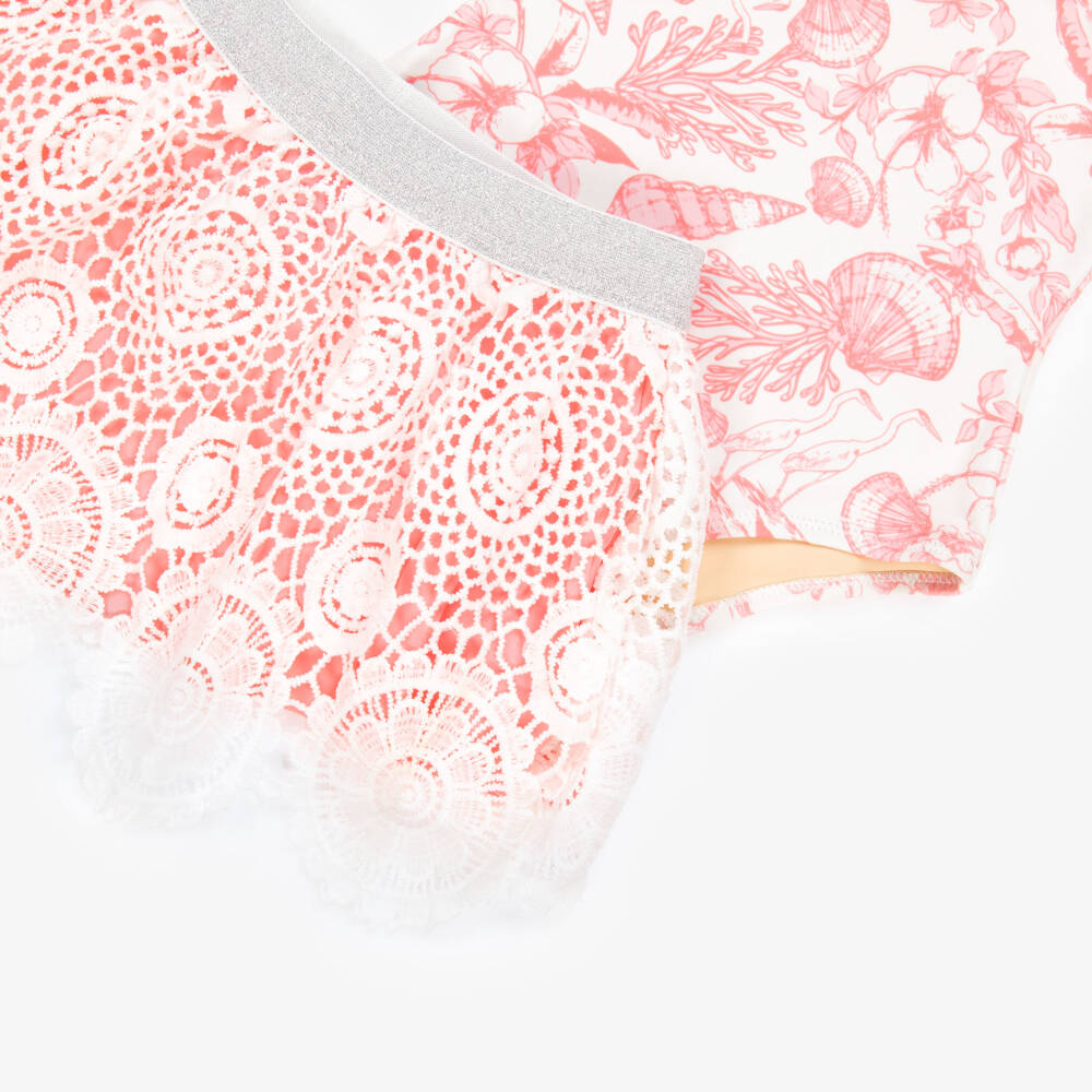 Shade Critters - Girls Pink Seashell Swimsuit Set (UPF50+) | Childrensalon
