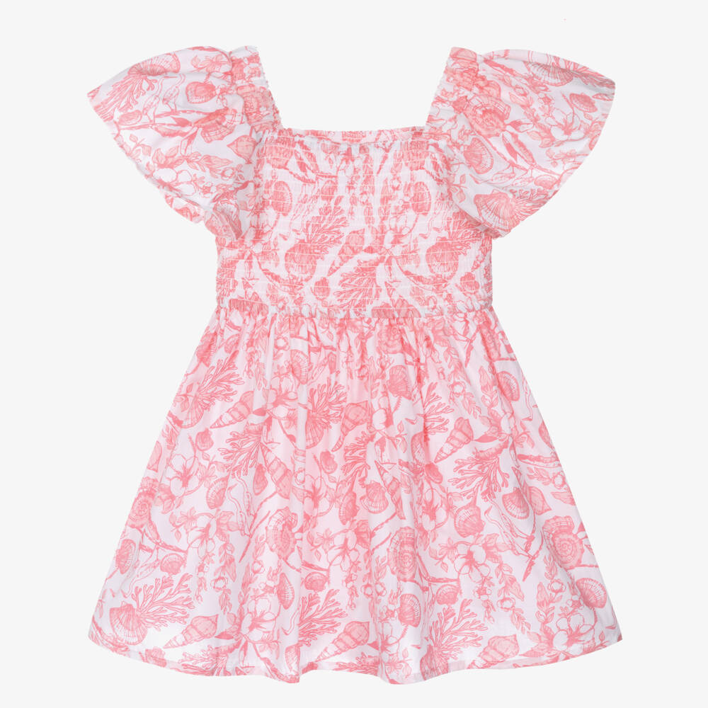 Shade Critters - Girls White & Pink Seashell Cotton Dress | Childrensalon