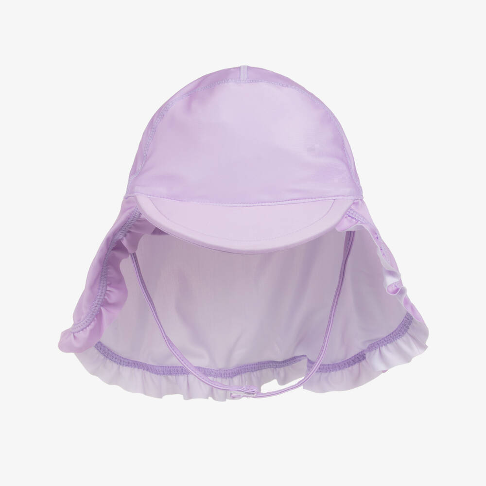 Soli Swim - Girls Purple Frilly Swim Hat (UPF50+) | Childrensalon