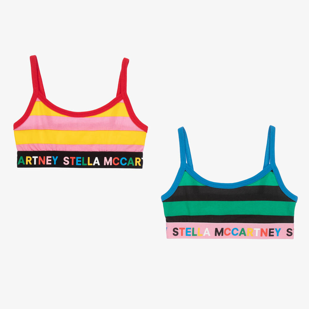 Stella McCartney Kids - Girls Multicolour Stripe Cotton Bras (2 Pack ...