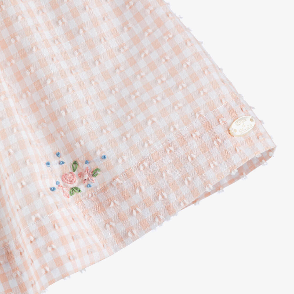 Tartine et Chocolat - Baby Girls Peach Pink Cotton Dress with Floral ...