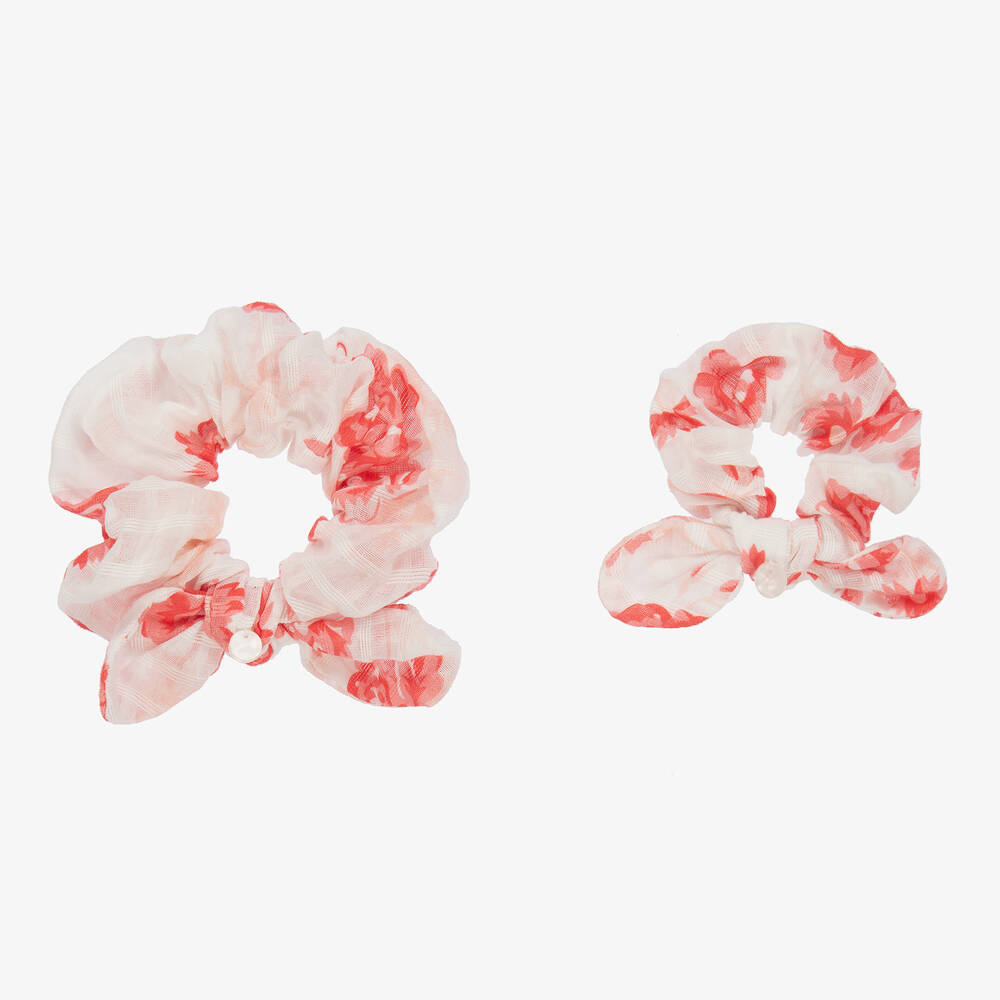 Tartine et Chocolat - Girls White Floral Scrunchies (2 Pack ...
