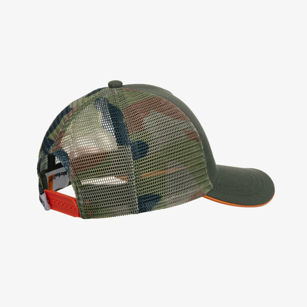 Timberland - Boys Green Camouflage Cotton & Mesh Cap | Childrensalon