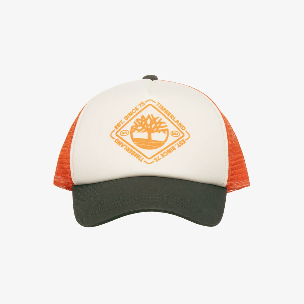 Timberland - Boys Green & Orange Baseball Cap | Childrensalon