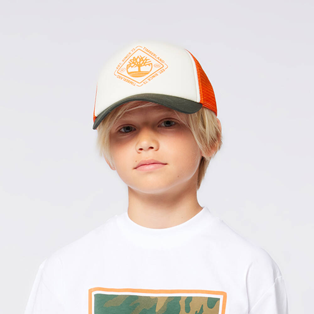 Timberland - Boys Green & Orange Baseball Cap | Childrensalon