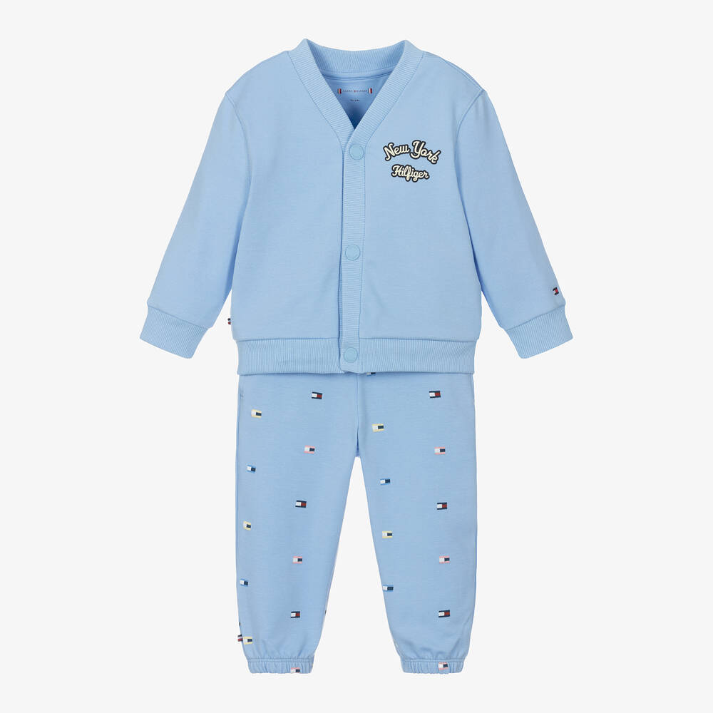 Tommy Hilfiger - Baby Boys Blue Cotton Trouser Set | Childrensalon