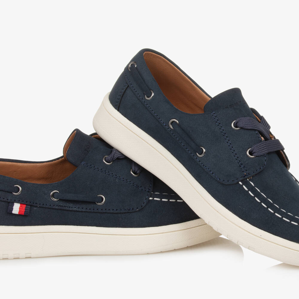 Tommy Hilfiger - Boys Navy Blue Faux Suede Deck Shoes | Childrensalon