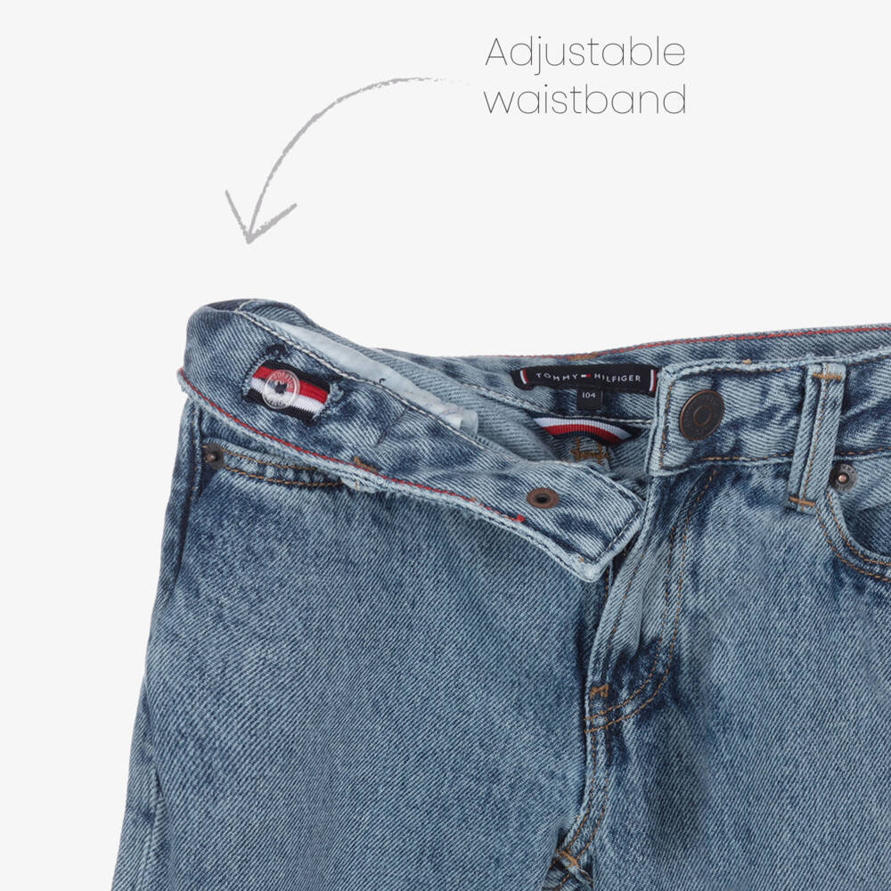 Tommy Hilfiger - Boys Washed Blue Denim Straight Fit Jeans | Childrensalon
