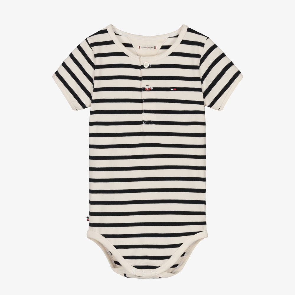Tommy Hilfiger - Ivory & Blue Striped Bodyvest | Childrensalon