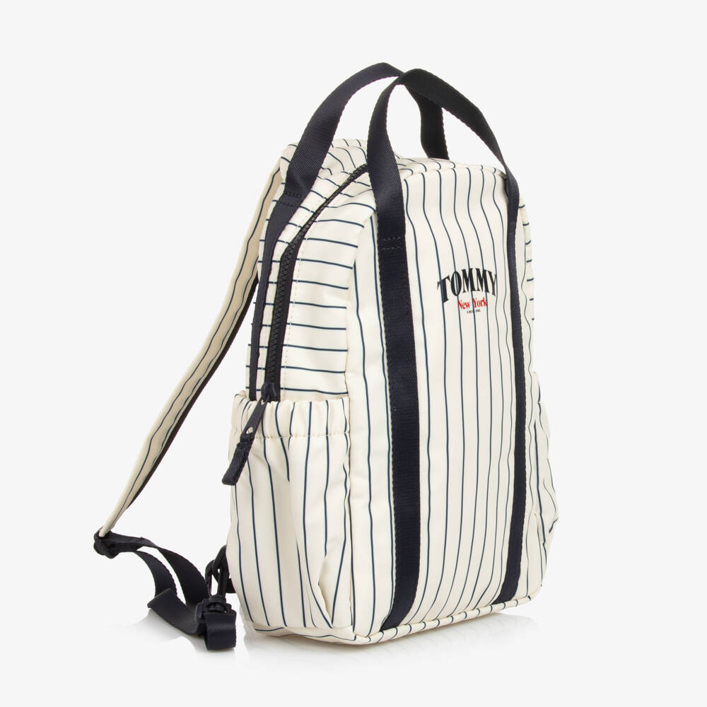 Tommy Hilfiger - Ivory Varsity Stripe Backpack (30cm) | Childrensalon