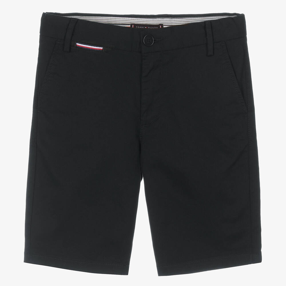 Tommy Hilfiger - Teen Boys Black Cotton Chino Shorts | Childrensalon