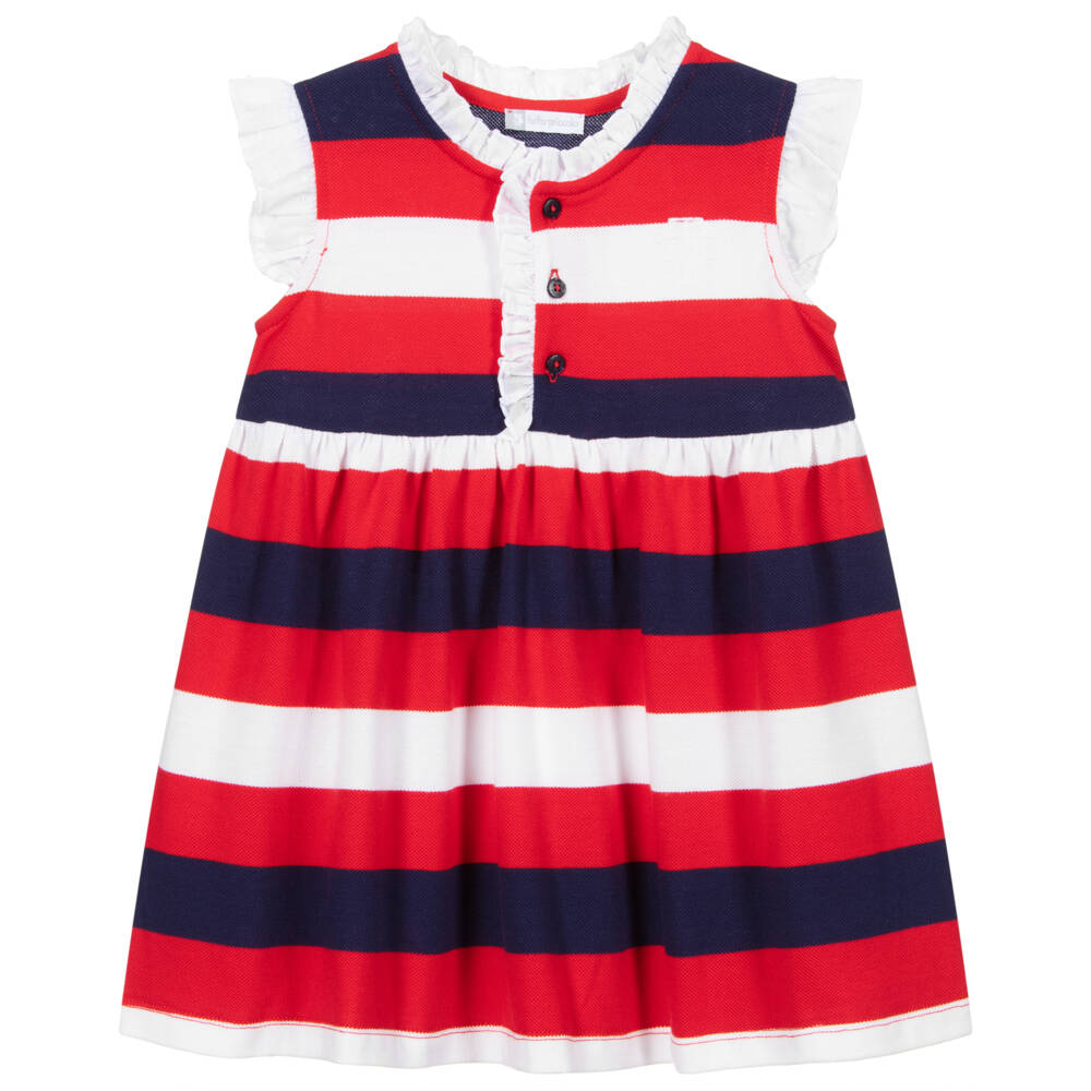 Tutto Piccolo - Red & Blue Stripe Piqué Dress | Childrensalon