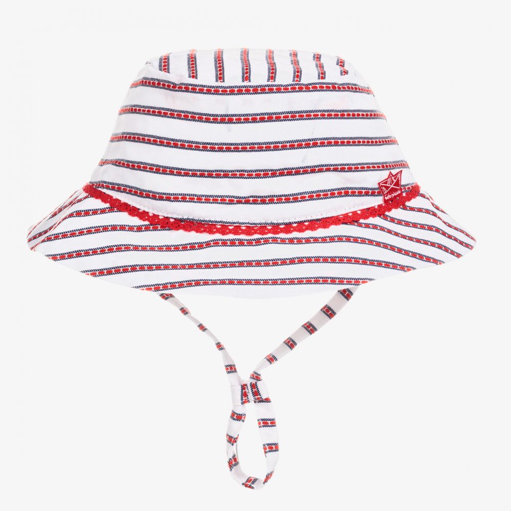 Tutto Piccolo - White & Red Striped Hat | Childrensalon