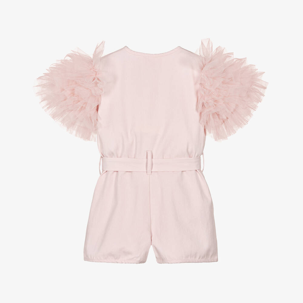 Tutu du Monde - Girls Pink Cotton & Tulle Playsuit | Childrensalon