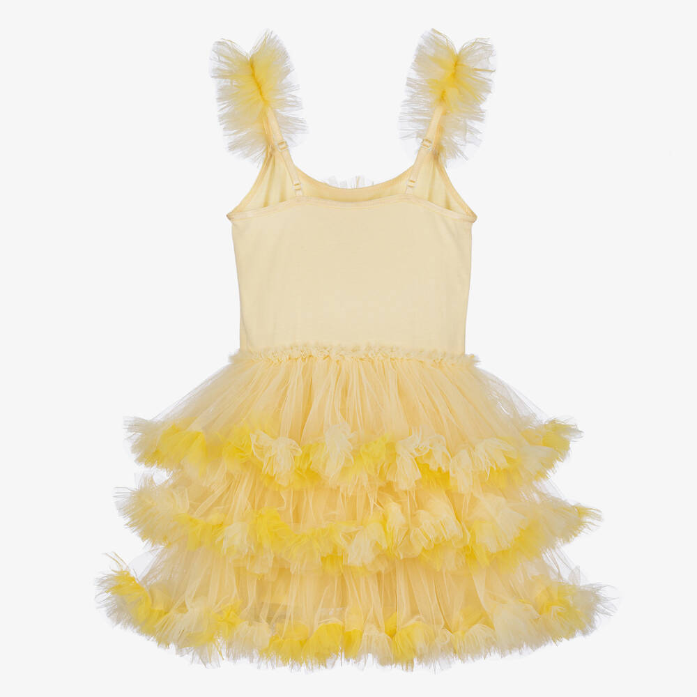 Tutu du Monde - Girls Yellow Smiling Face Tulle Dress | Childrensalon
